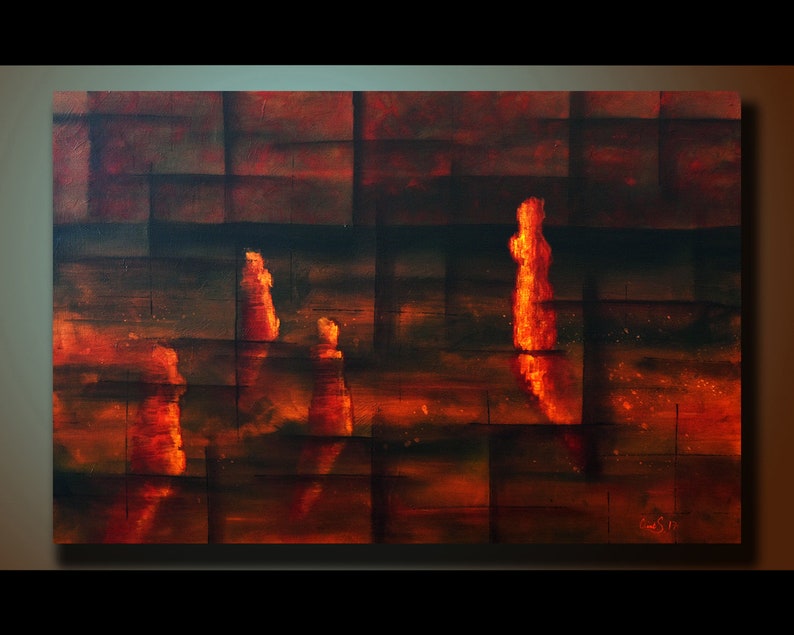 Red Original Abstract Painting Red Wall Art Abstract Painting Red Home ...