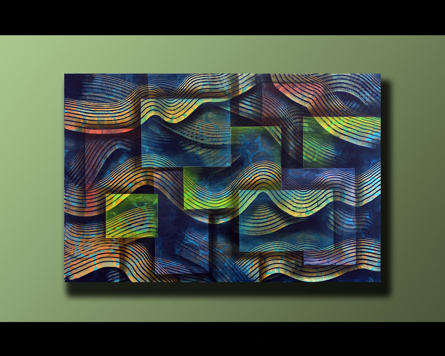 Blue Abstract Canvas Art Blue Wall Art Geometric Abstract Art - Etsy