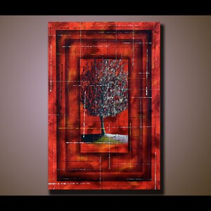 Original Abstract Landscape Painting Red Tree Wall Art Red Abstract ...