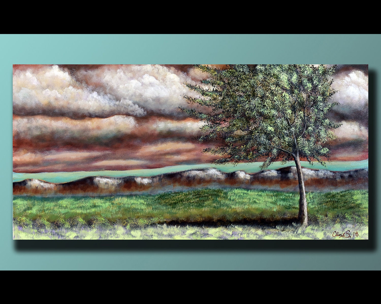 Original Landscape Painting Green Tree Wall Art Landscape Home Decor ...