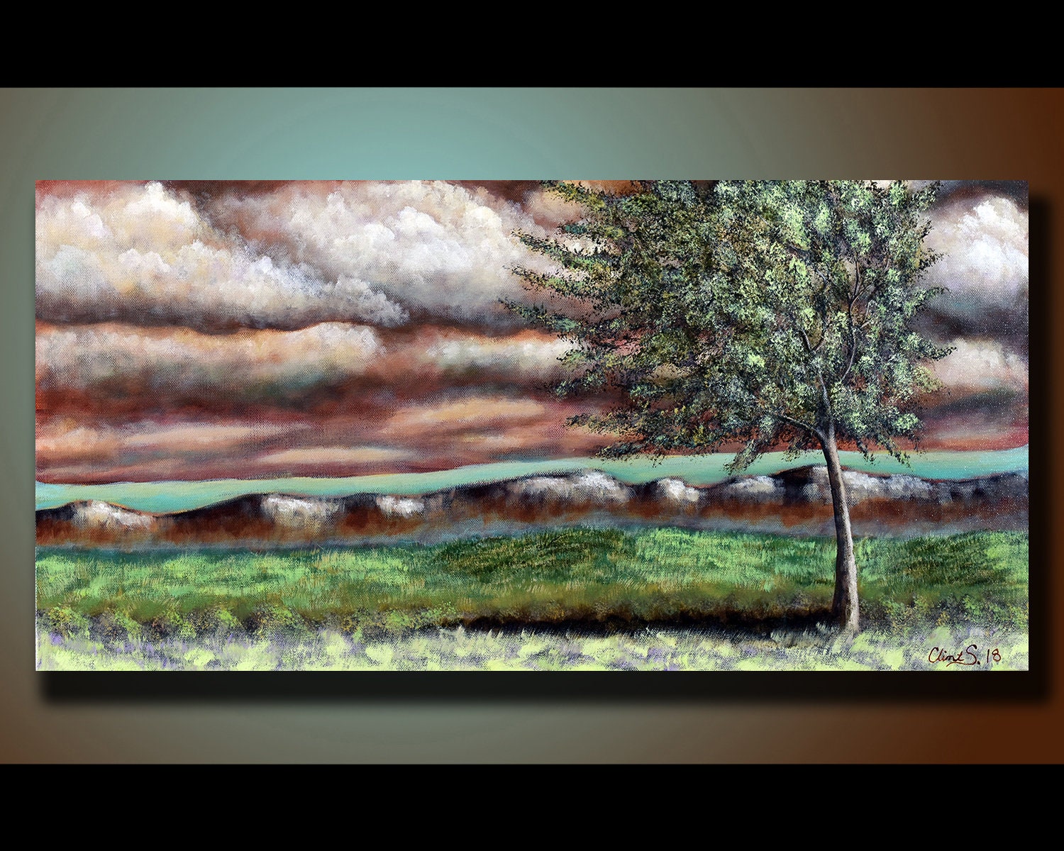Original Landscape Painting Green Tree Wall Art Landscape Home Decor ...
