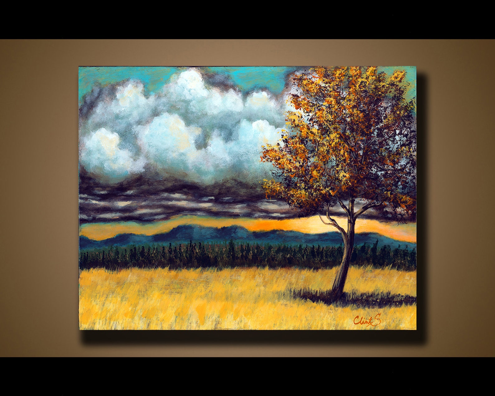Original Landscape Painting Orange Tree Wall Art Tree Landscape Modern ...