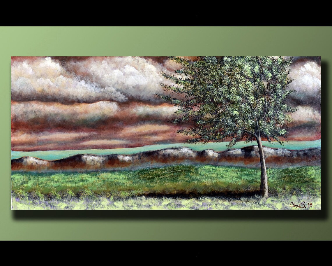Original Landscape Painting Green Tree Wall Art Landscape Home Decor ...