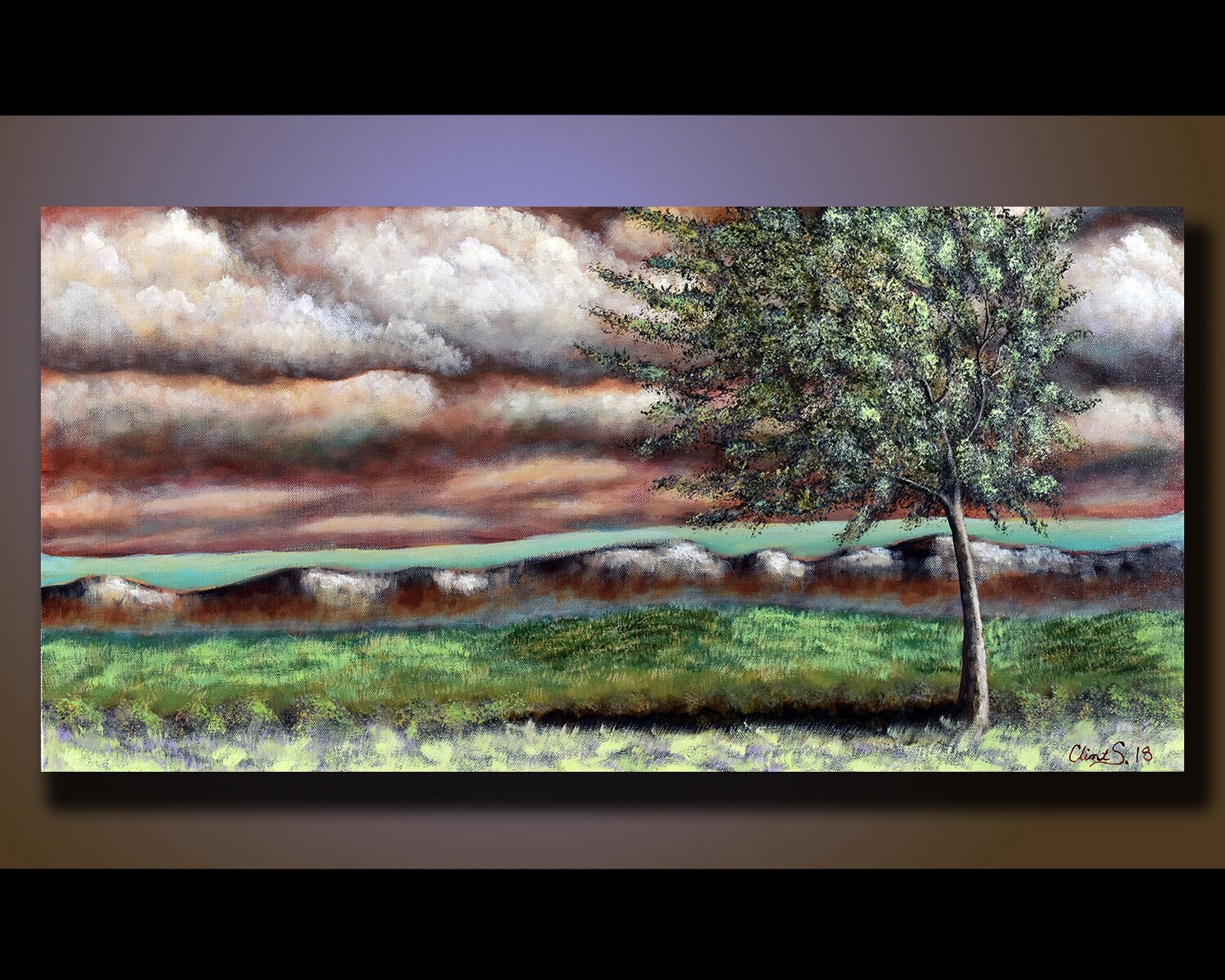 Original Landscape Painting Green Tree Wall Art Landscape Home Decor ...
