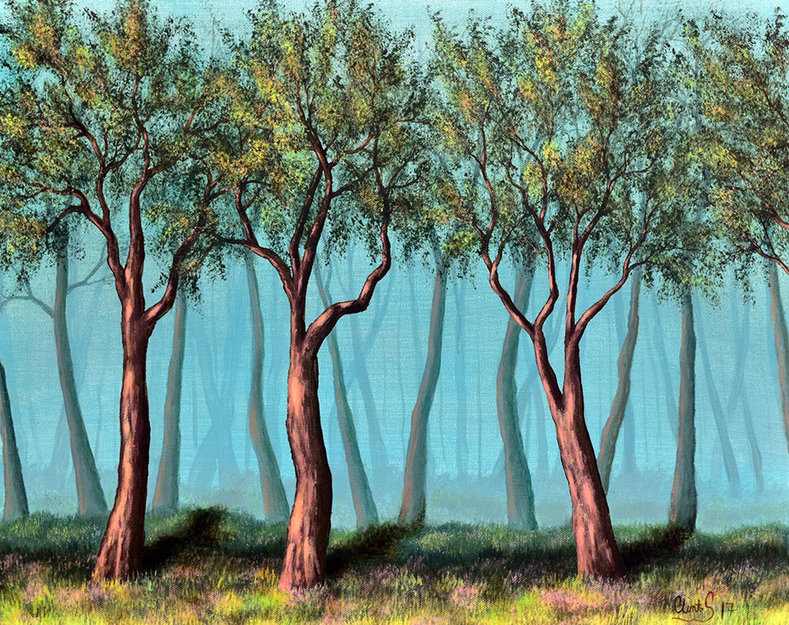 Original Landscape Painting Blue Tree Wall Art Landscape Painting Home ...