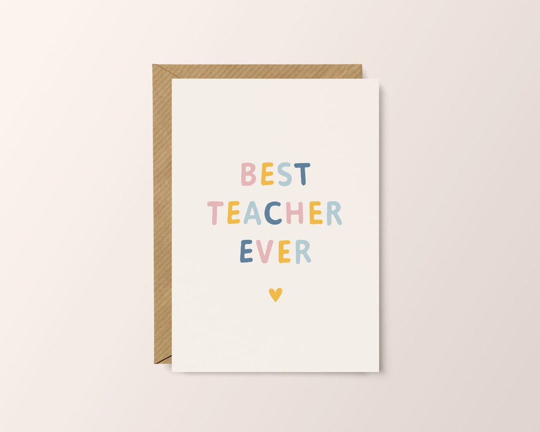 Best Teacher Ever Card // A6 Card // End of School // Summer Holidays ...