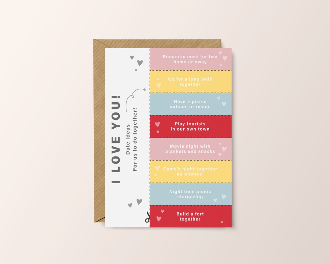 Fun Relationship couple Date Night Token Cards A6 // Voucher Ticket ...