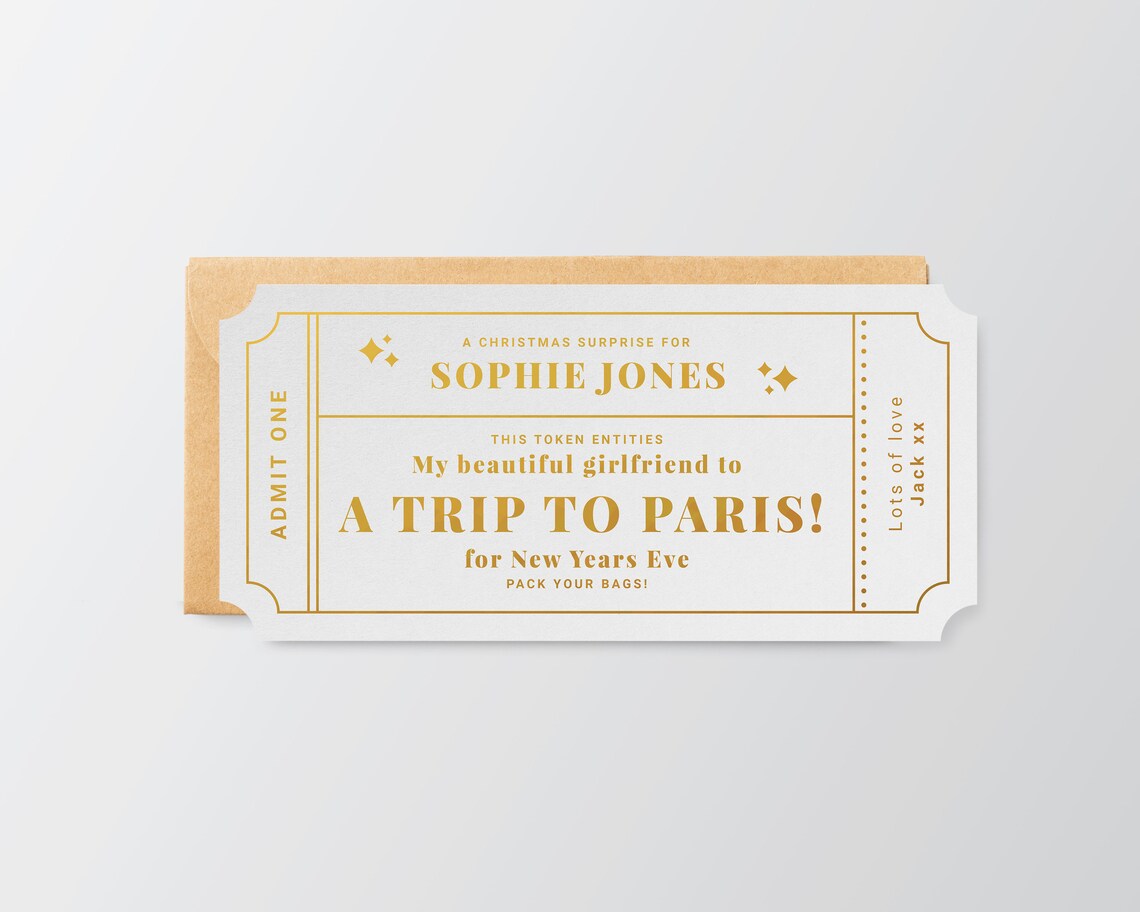 Event Foiled Voucher Ticket // Any Text // Personalised - Etsy