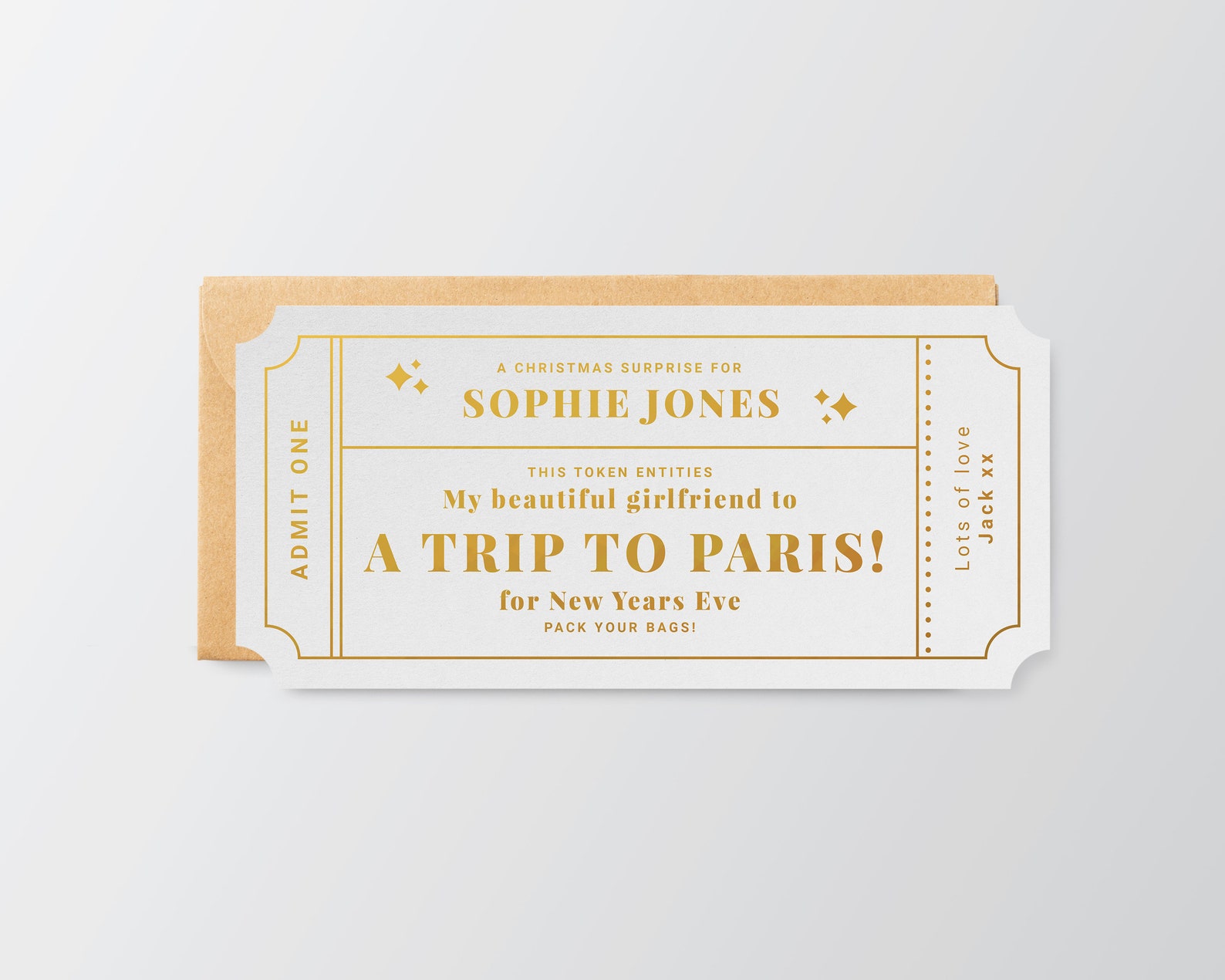 Event Foiled Voucher Ticket // Any Text // Personalised - Etsy