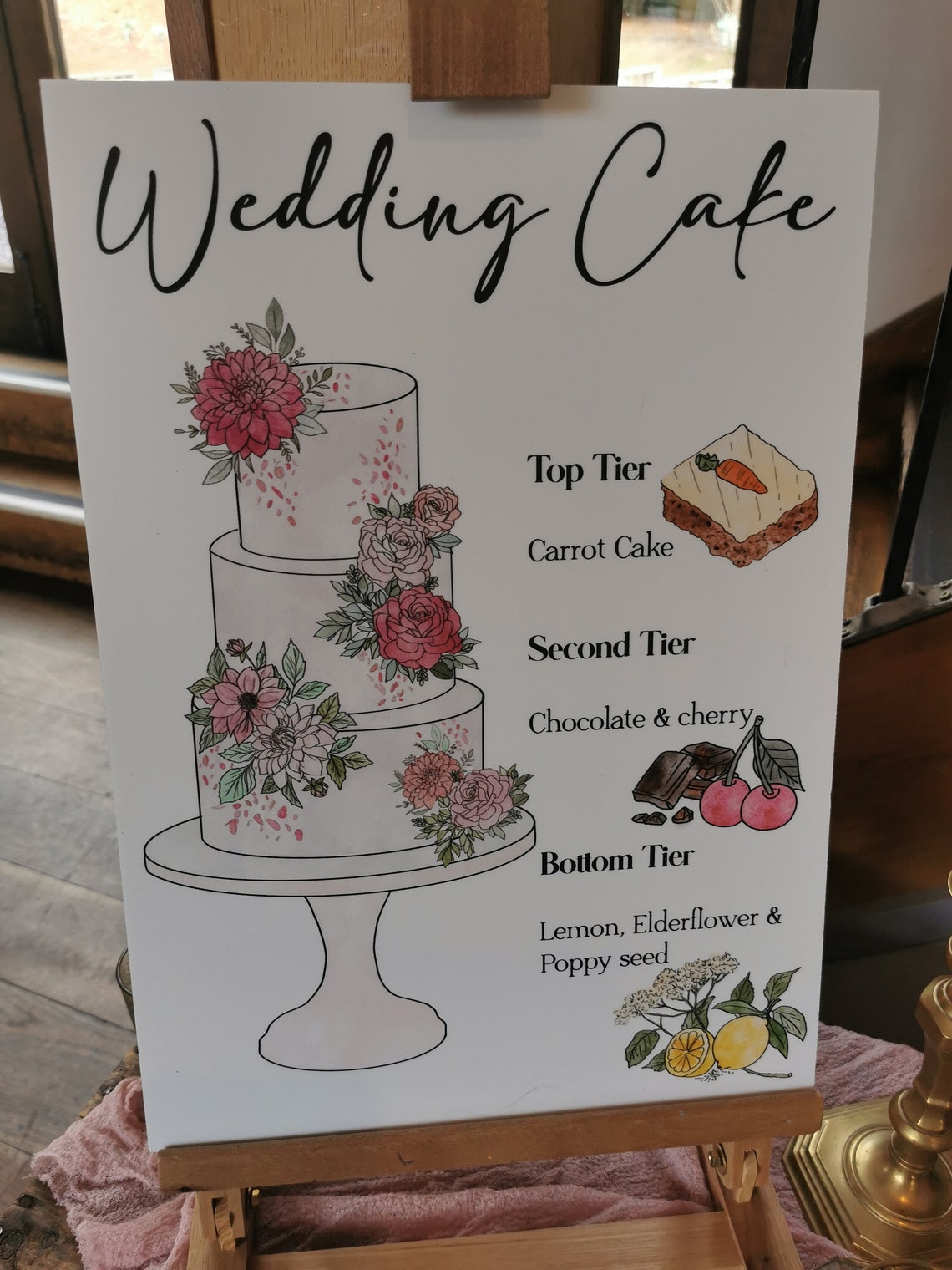 Illustrated Wedding Cake Sign - Etsy