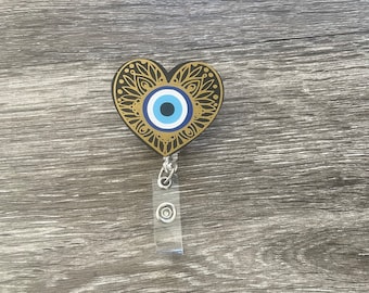 Evil Eye Badge Reel Mal De Ojo ID Holder Gifts for Her Stocking Stuffer ...