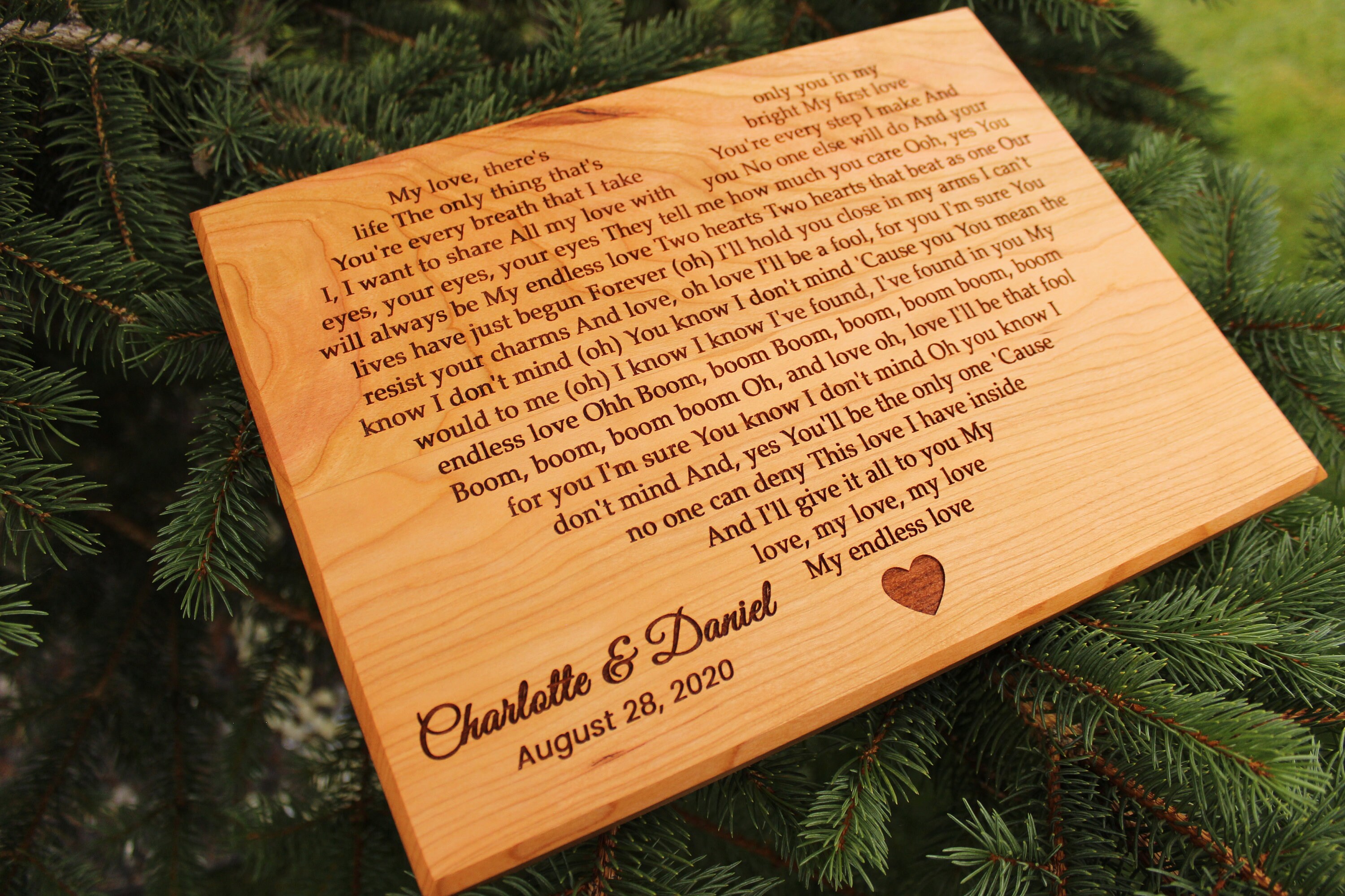 Engraved Wedding Song Your Wedding Lyrics Engraved | Etsy