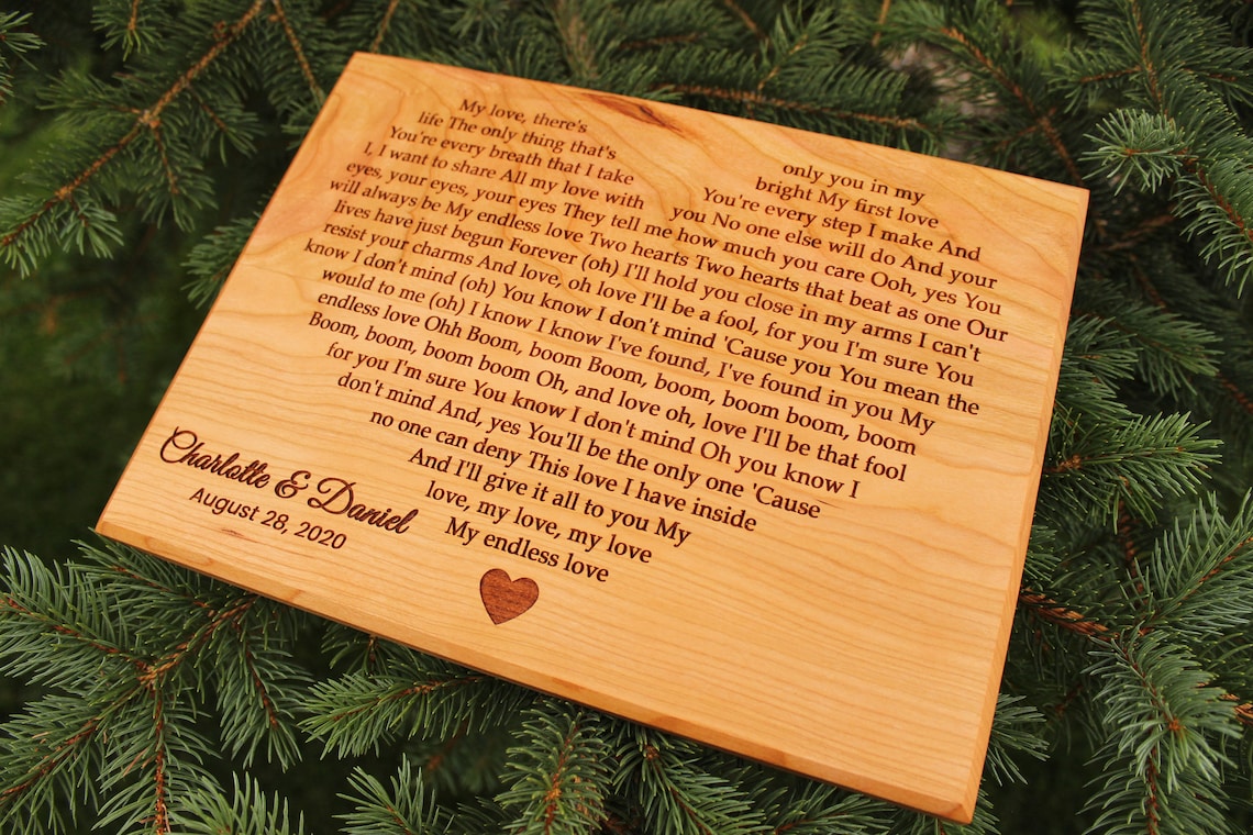 Engraved Wedding Song Your Wedding Lyrics Engraved - Etsy Canada