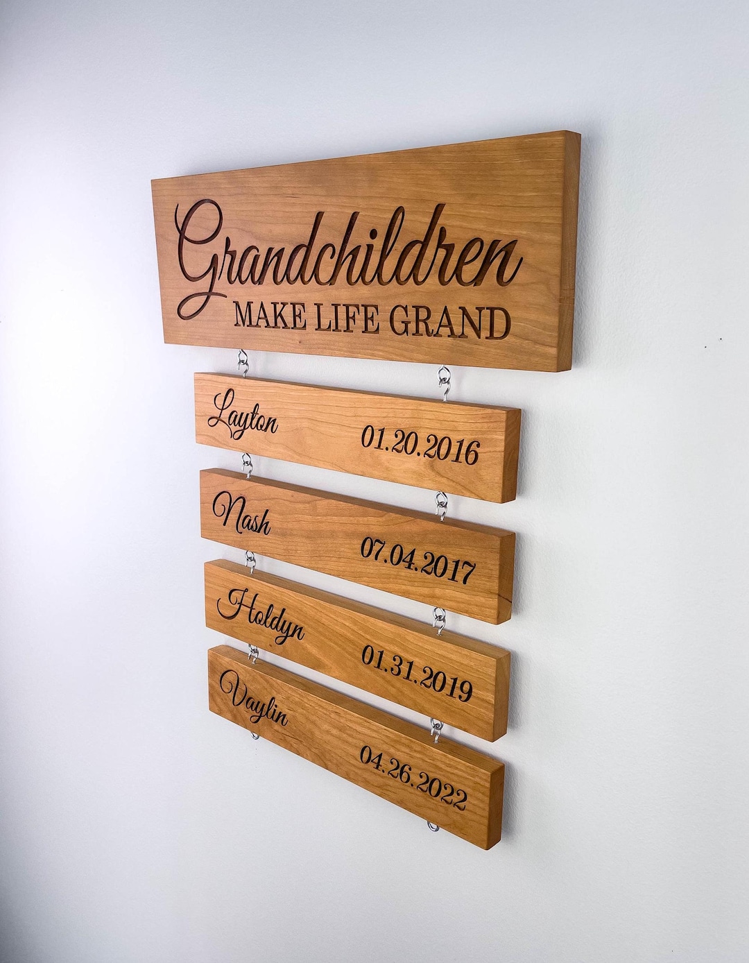 Wooden Grandkids Sign With Custom Names - Grandchildren Make Life Grand ...