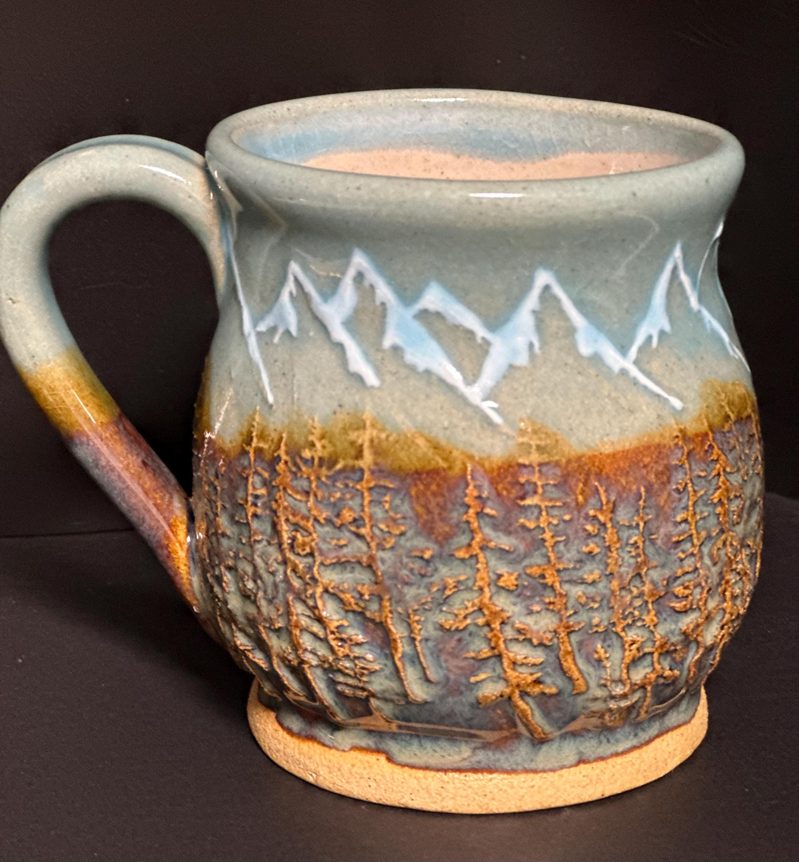 Handmade Mountain With Trees Mug - Etsy