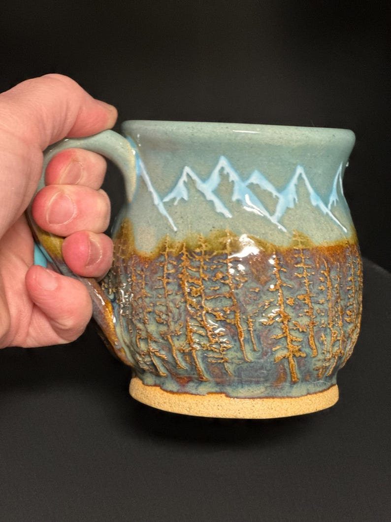 Handmade Mountain With Trees Mug - Etsy