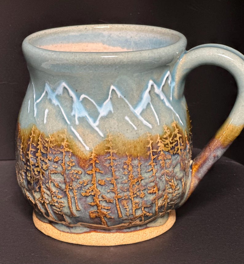 Handmade Mountain With Trees Mug - Etsy