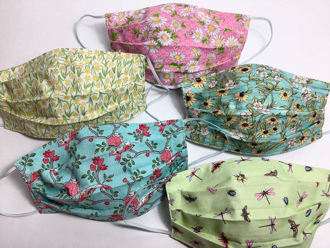Summer Garden Mask Gift Set of 5- Dragonflies, Birds- Breathable, Soft ...