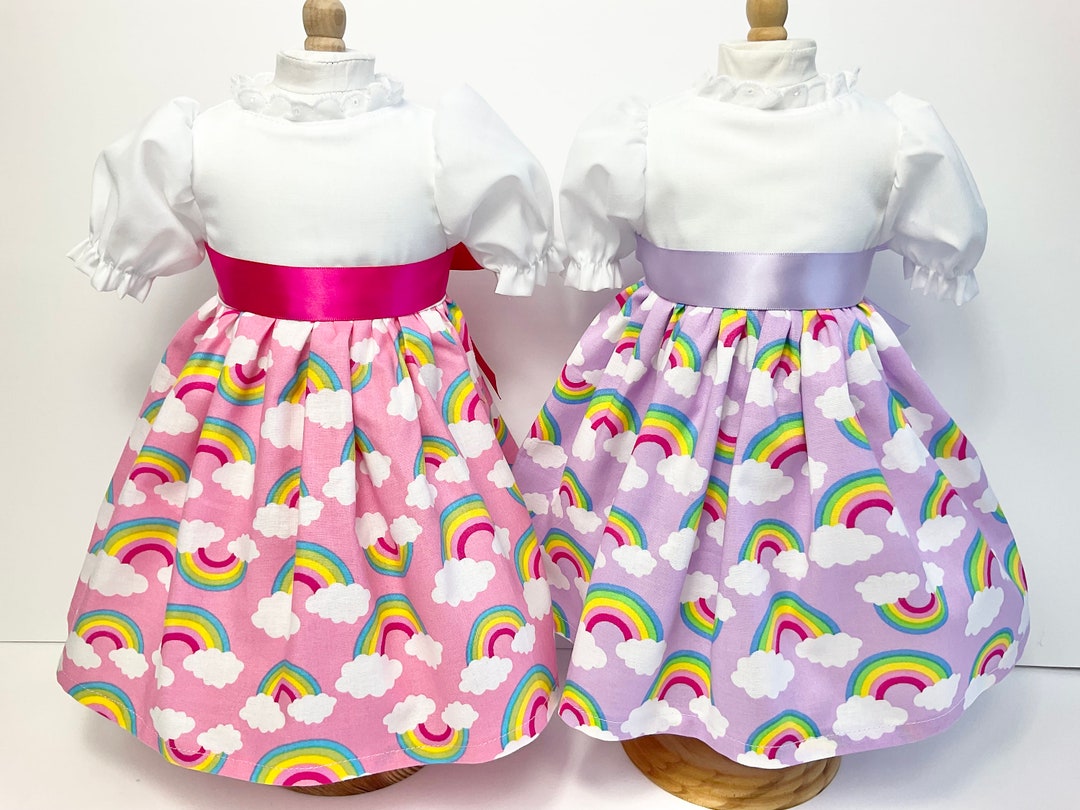 Rainbow Doll Dresses Set of 2- Pink and Purple- Fits American Girl ...
