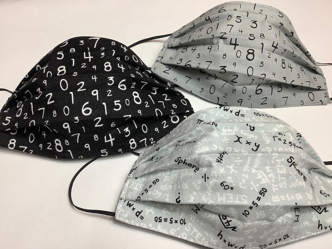 Math Teacher Face Masks Set of 3- Cotton Comfortable Soft- STEM Numbers ...