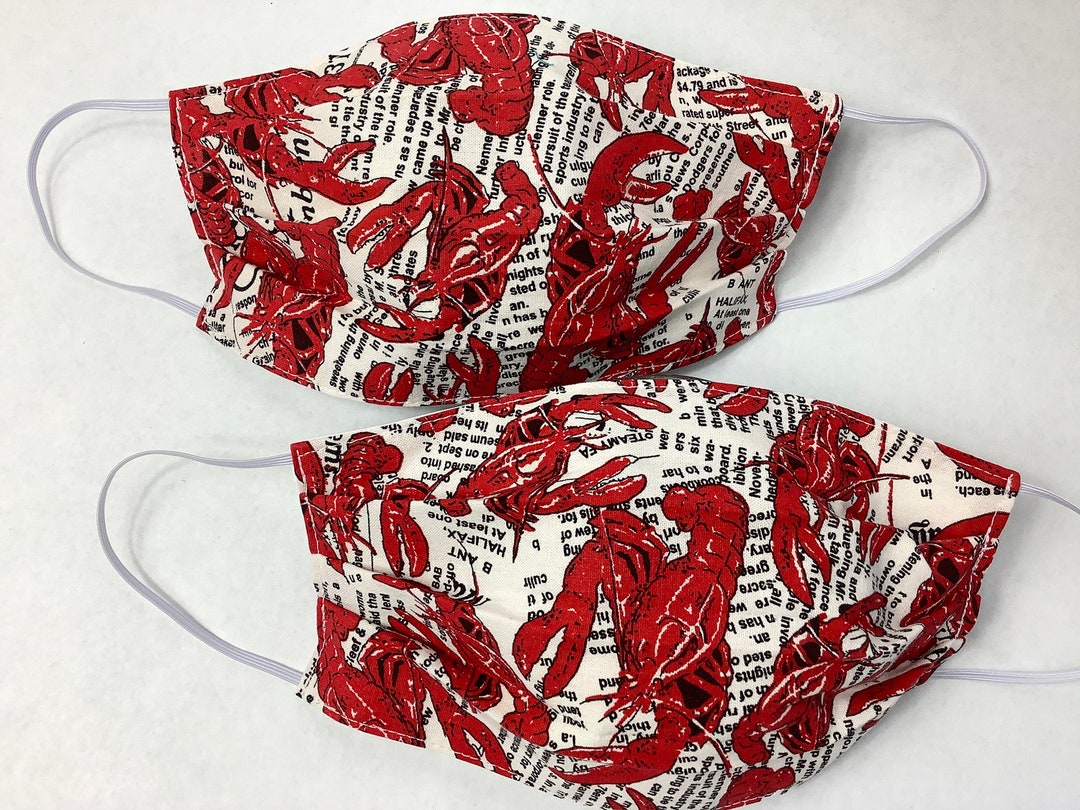 Set of 2 Cotton Face Masks- Maine Lobster- Double Layer, Comfortable ...