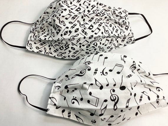 Music Notes Mask Set of 2 Cotton Face Masks Musician Gift | Etsy