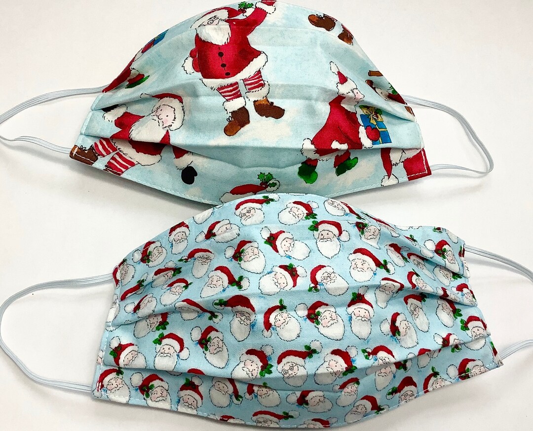 Christmas Set of 2 Face Masks- Santa Claus Fun Prints, Soft ...