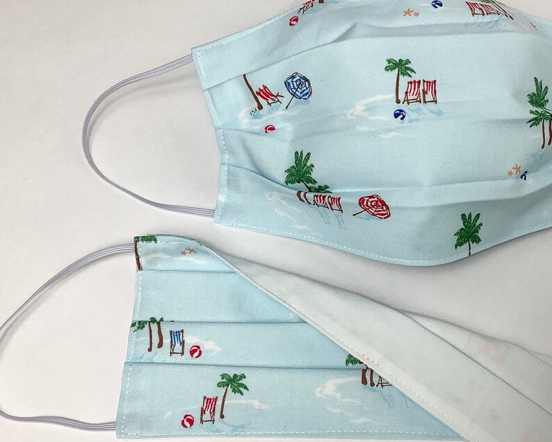 Set of 2 Cotton Face Masks Tropical Island Beach Vacation - Etsy