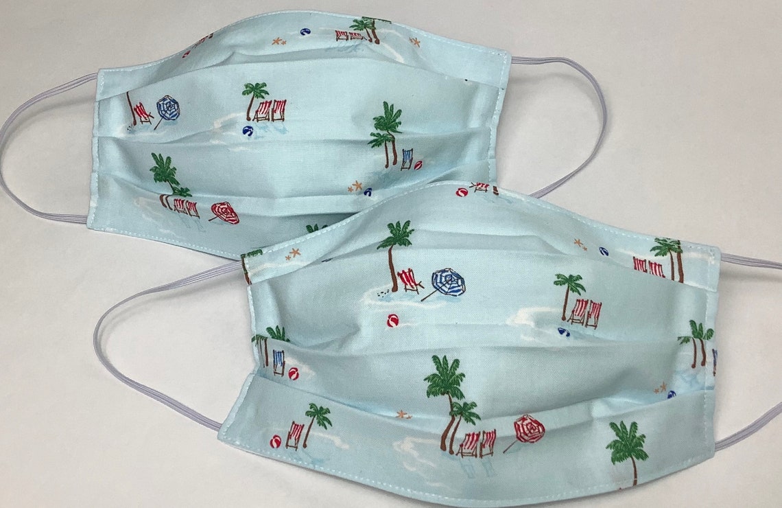 Set of 2 Cotton Face Masks Tropical Island Beach Vacation - Etsy
