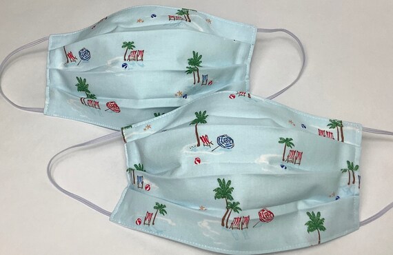 Set of 2 Cotton Face Masks Tropical Island Beach Vacation - Etsy