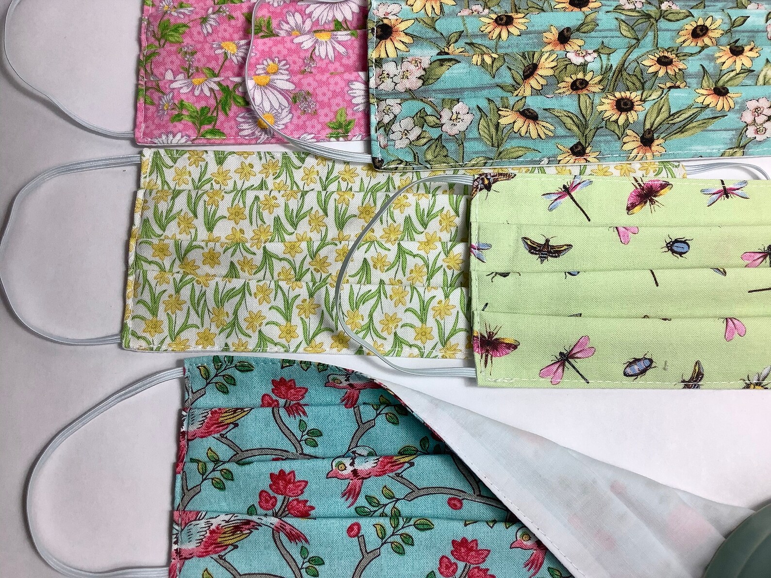 Summer Garden Mask Gift Set of 5- Dragonflies, Birds- Breathable, Soft ...