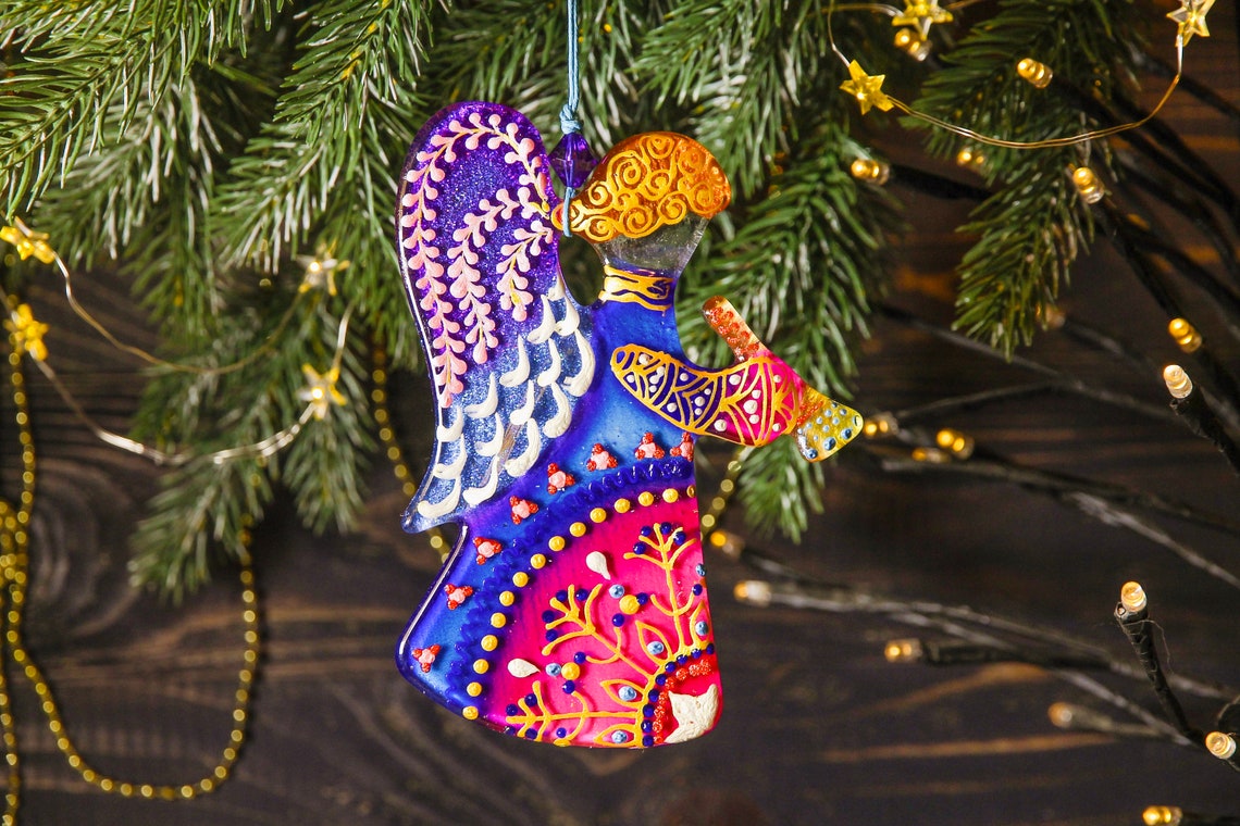 Angel Guardian Protection Symbol Fused Glass Art Glass Wall | Etsy