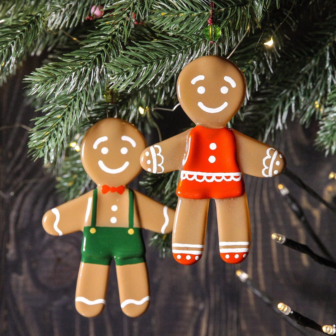 Gingerbread Christmas Ornament Fused Glass Colorful Painted Funny Gift ...