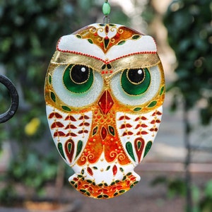 White Owl Big Fused Glass Panel Art Glass Wall Decor Modern - Etsy