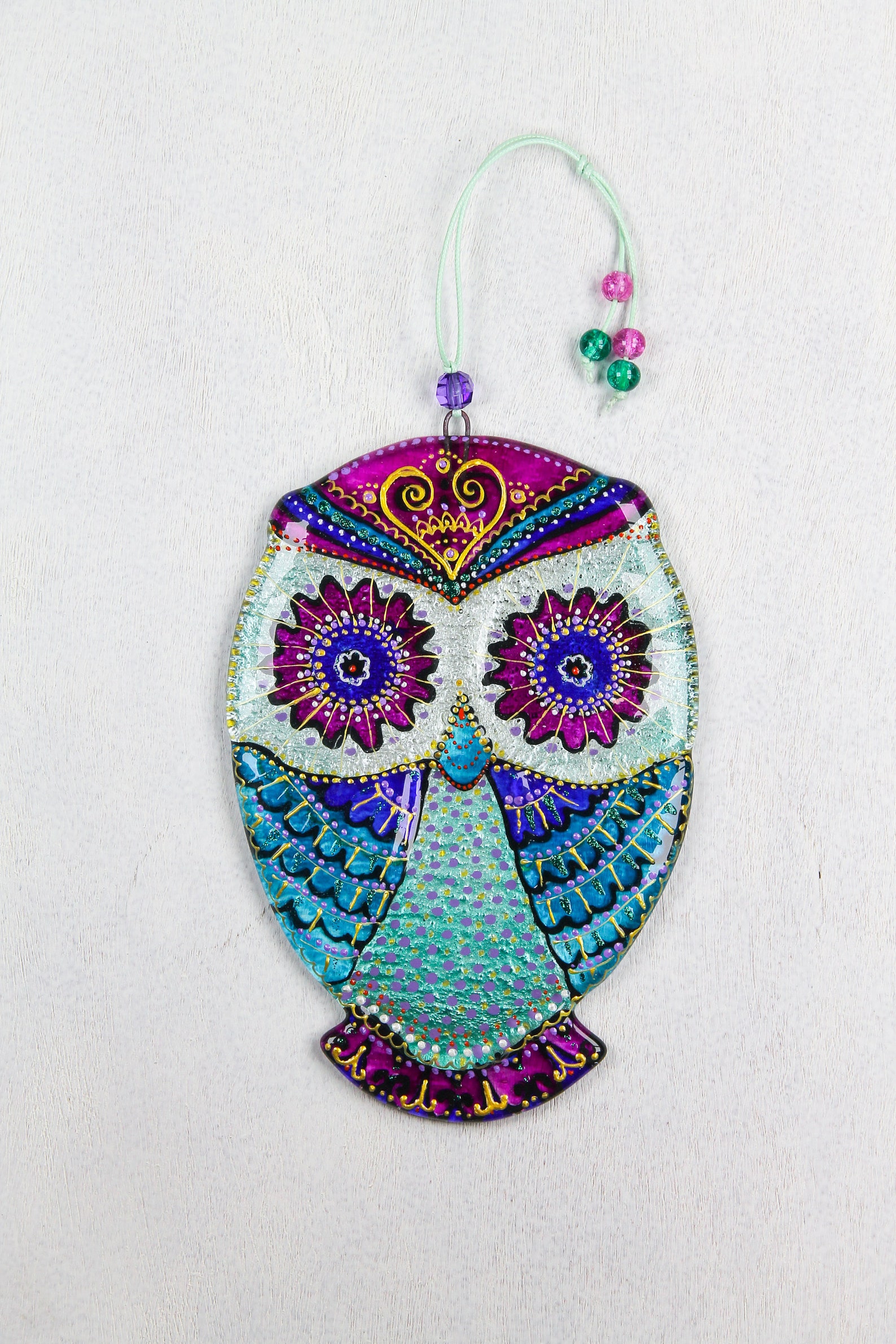 White Owl Big Fused Glass Panel Art Glass Wall Decor Modern | Etsy