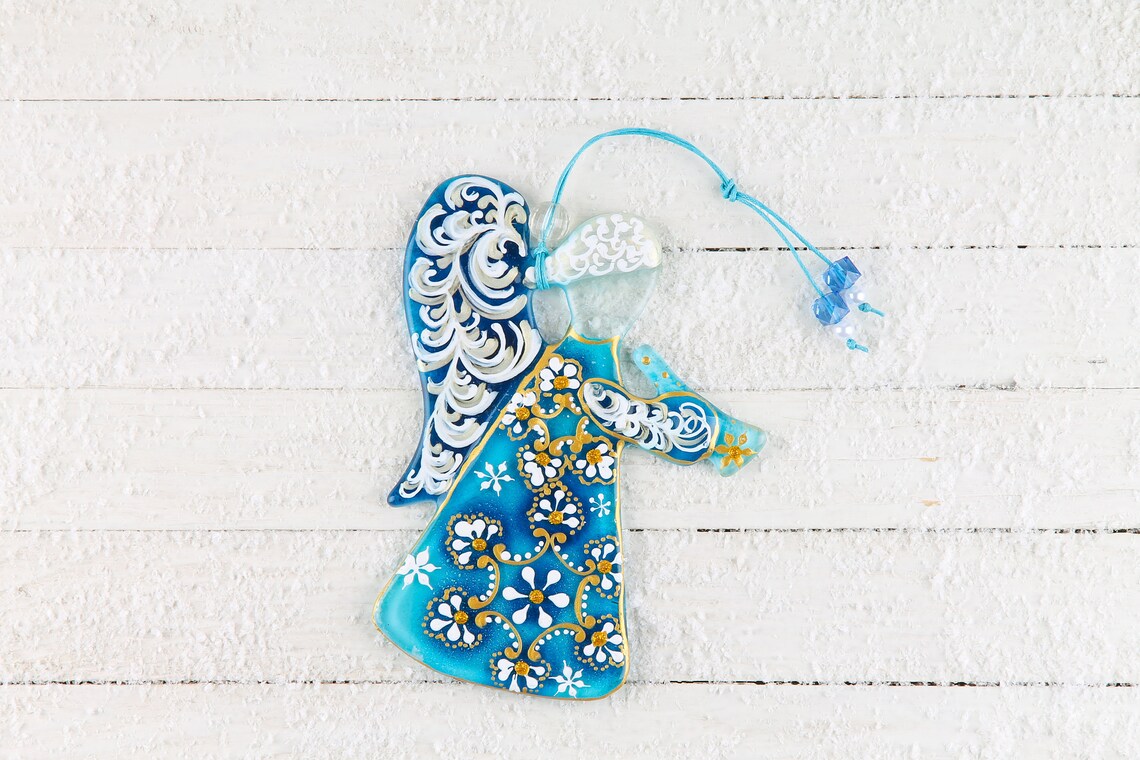 Angel Guardian Protection Symbol Fused Glass Art Glass Wall | Etsy