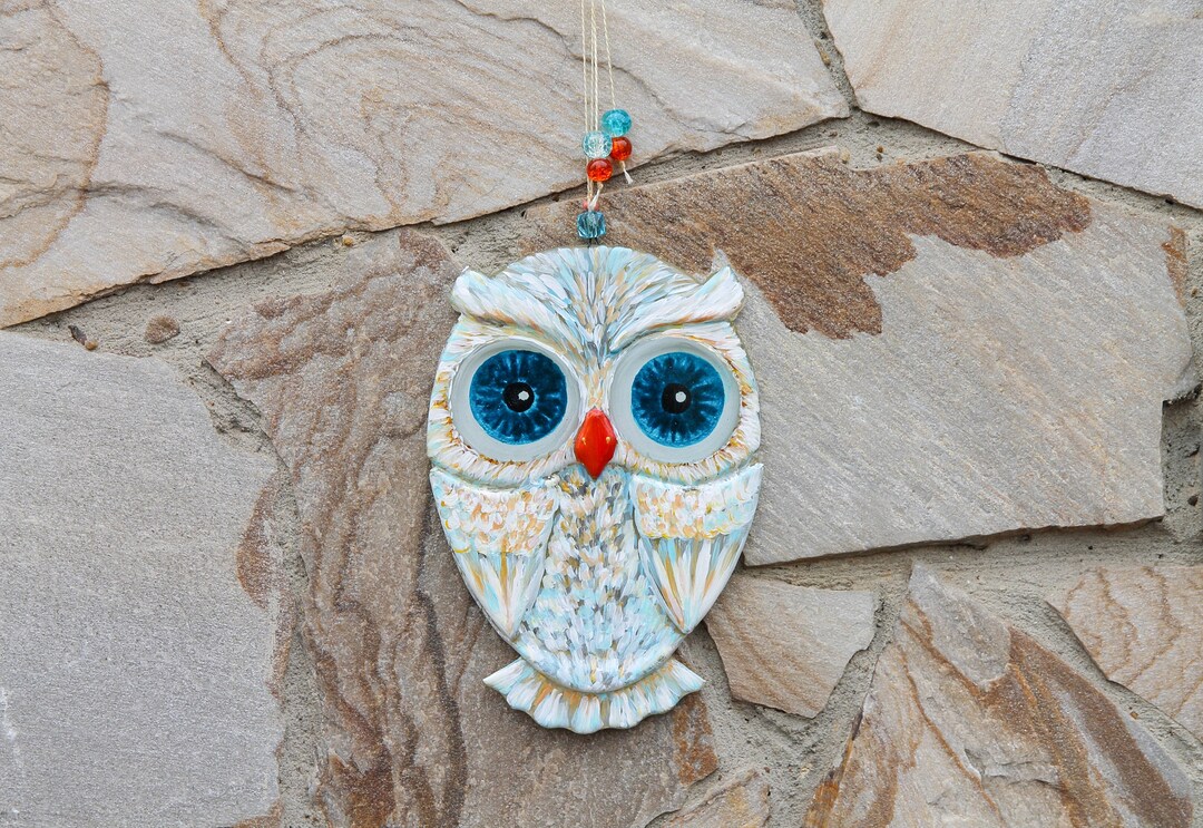 White Owl Big Fused Glass Panel Art Glass Wall Decor Modern - Etsy