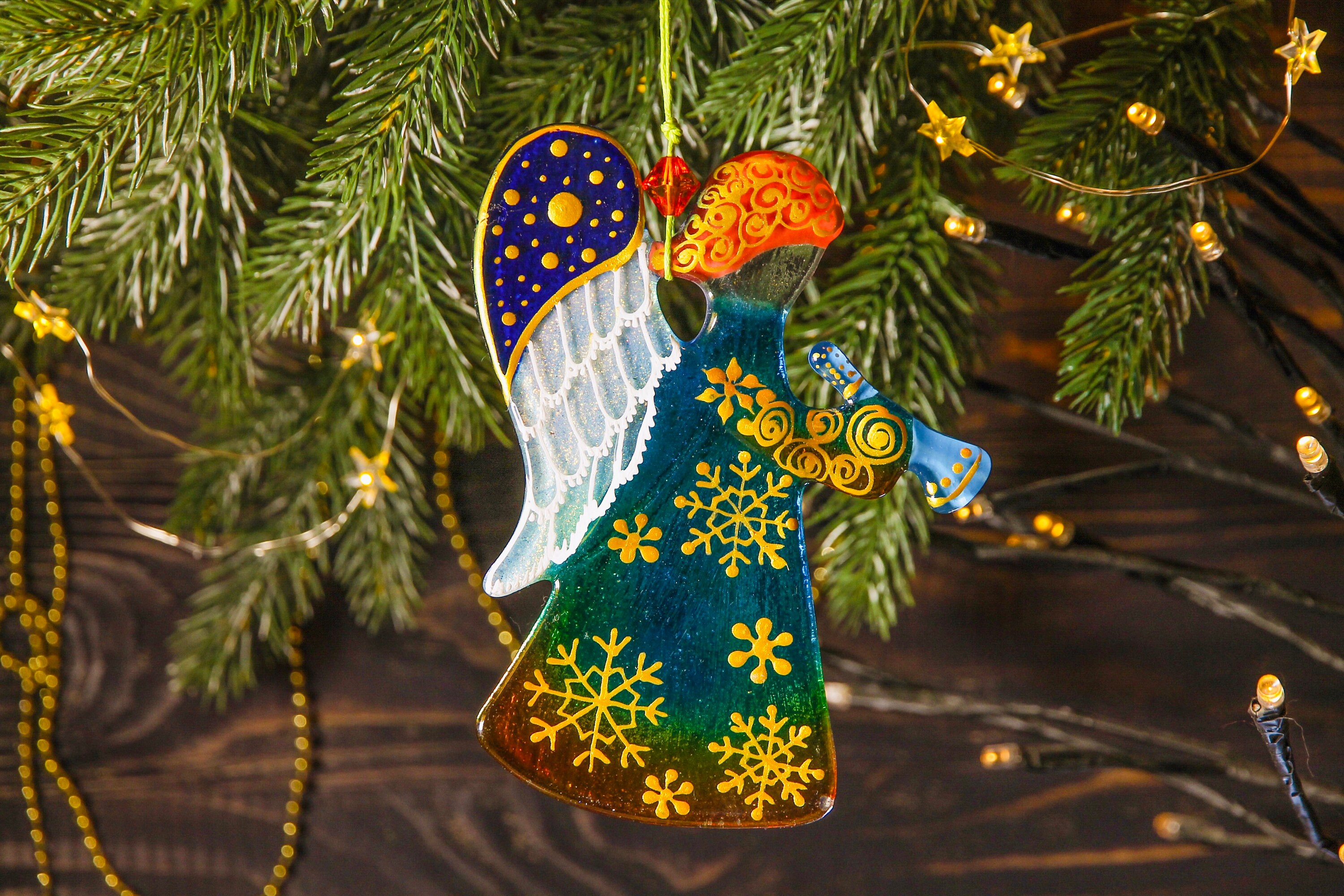 Angel Guardian Protection Symbol Fused Glass Art Glass Wall | Etsy