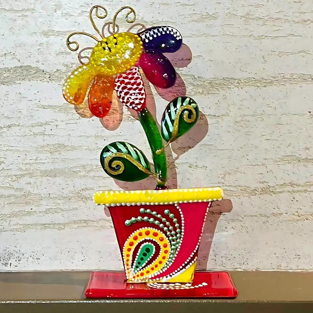 Glass Flowers Daisy Stained Glass Art Mother Day Gift Fused Flower in ...