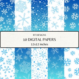 Christmas Digital Papers Snowflake Papers Snowflake Printable - Etsy UK