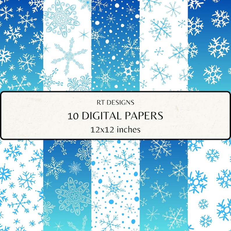 Christmas Digital Papers Snowflake Papers Snowflake Printable - Etsy UK
