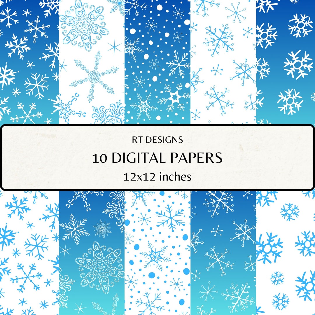 Christmas Digital Papers Snowflake Papers Snowflake Printable Papers ...