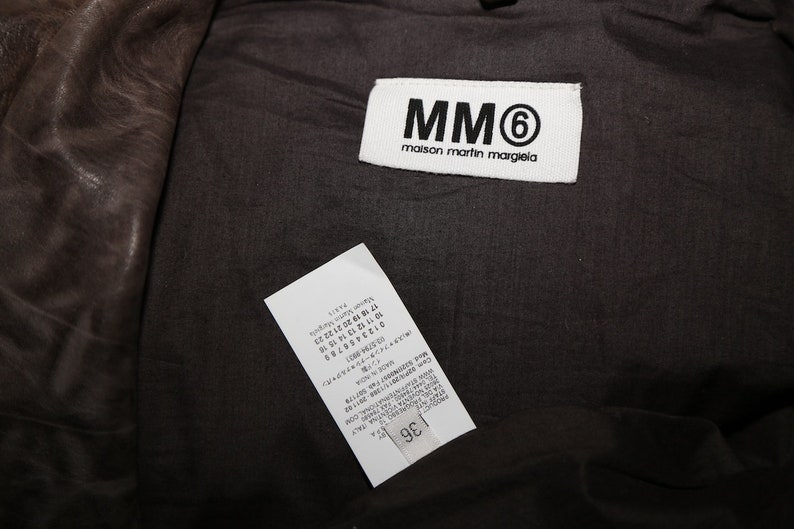Vintage MAISON MARTIN MARGIELA MM6 Brown Leather Bow Neckline Short ...