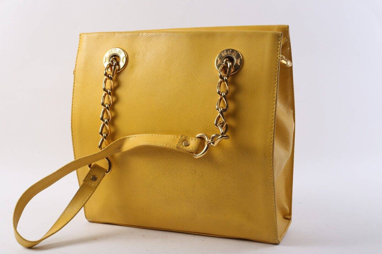 Vintage MCM Yellow Leather Tote Chain Shoulder Bag - Etsy
