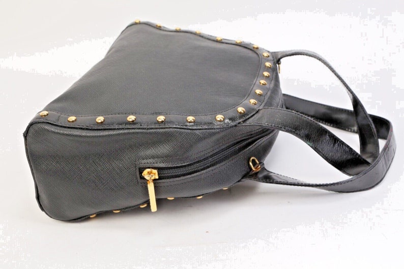 Vintage ROCCO BAROCCO Black Leather Studded Satchel Bag - Etsy