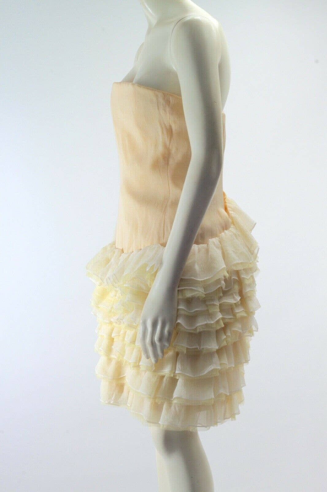 Vintage Saint Laurent YSL Yellow Scallop Strapless Ruffle Silk - Etsy