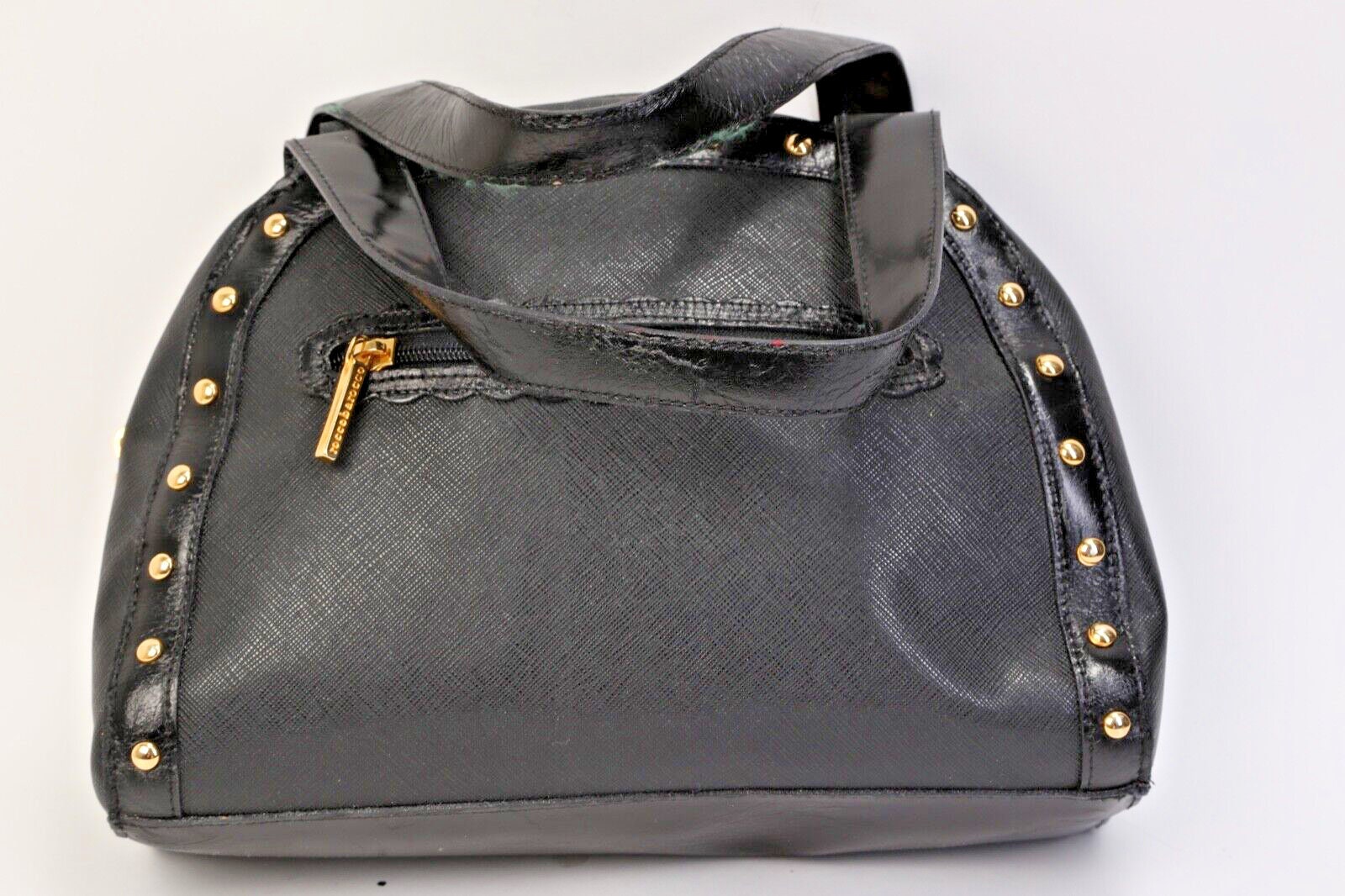 Vintage ROCCO BAROCCO Black Leather Studded Satchel Bag - Etsy