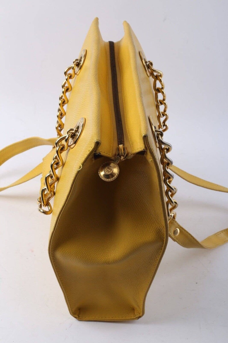 Vintage MCM Yellow Leather Tote Chain Shoulder Bag - Etsy