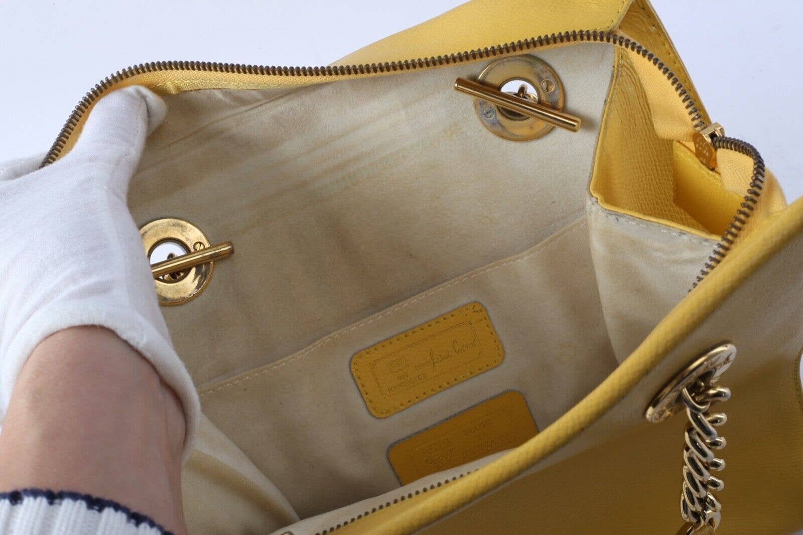Vintage MCM Yellow Leather Tote Chain Shoulder Bag - Etsy