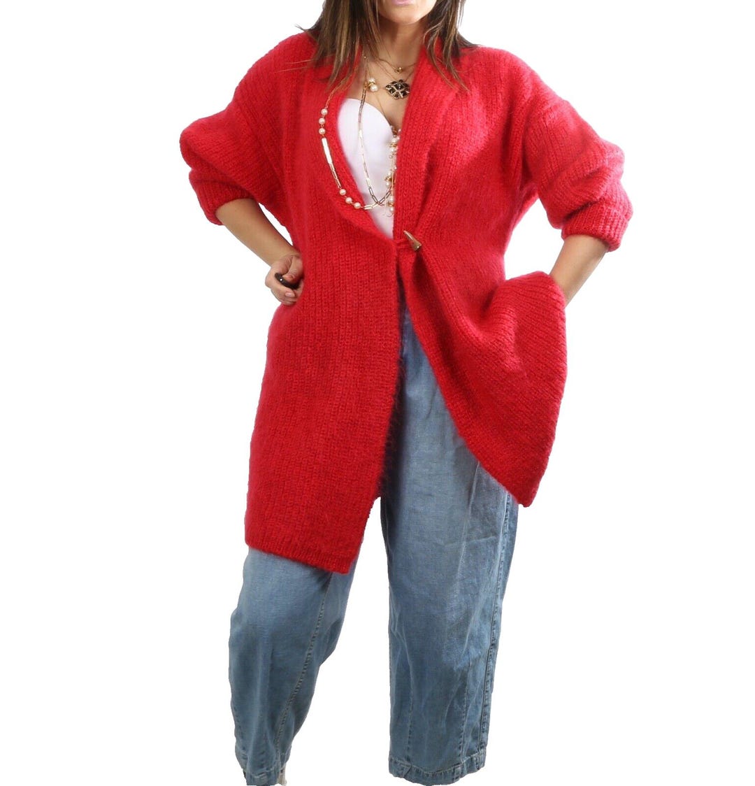 Vintage Susan Bristol Red Wool Blend Collared Single Toggle Long ...